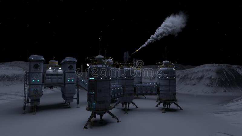 3D Rendering of the Planetary Exploration Base Stock Illustration ...