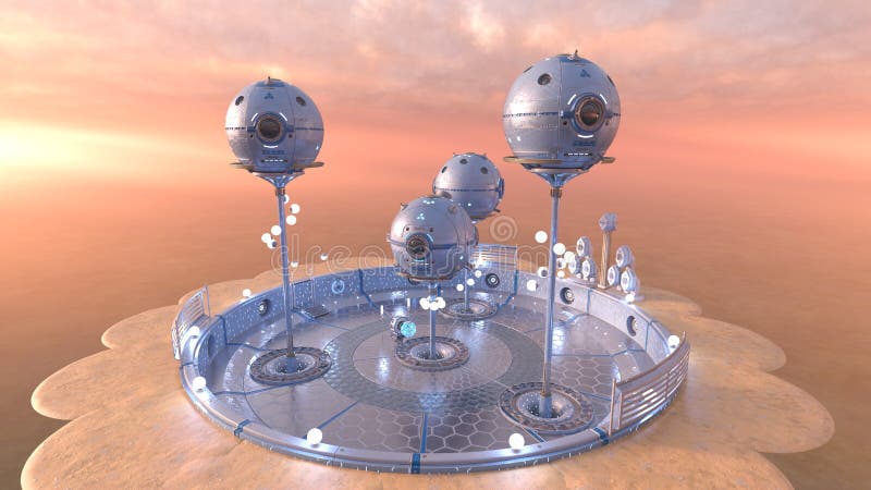 3D Rendering of the Planetary Exploration Base Stock Illustration ...