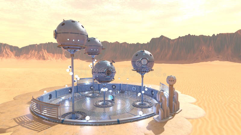 3D Rendering of the Planetary Exploration Base Stock Illustration ...