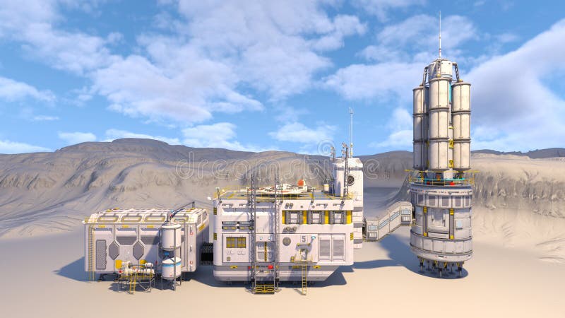 3D Rendering of the Planetary Exploration Base Stock Illustration ...
