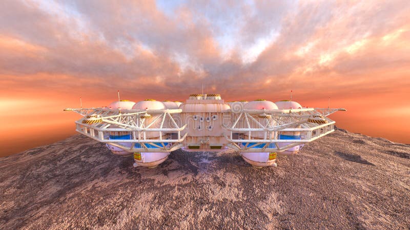 3D Rendering of the Planetary Exploration Base Stock Illustration ...