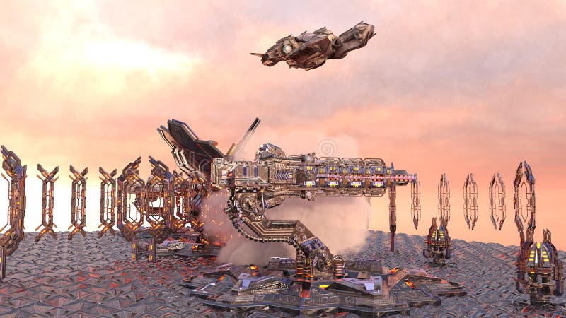 3D Rendering of the Planetary Exploration Base Stock Illustration ...