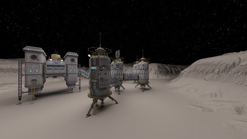 3D Rendering of the Planetary Exploration Base Stock Illustration ...