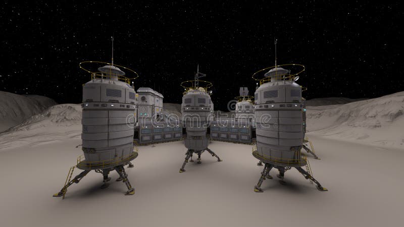 3D Rendering of the Planetary Exploration Base Stock Illustration ...