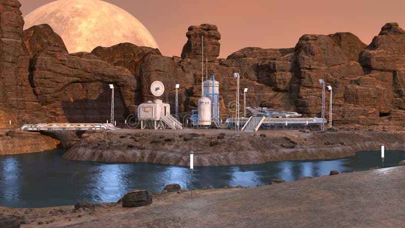 3D Rendering of the Planetary Exploration Base Stock Illustration ...