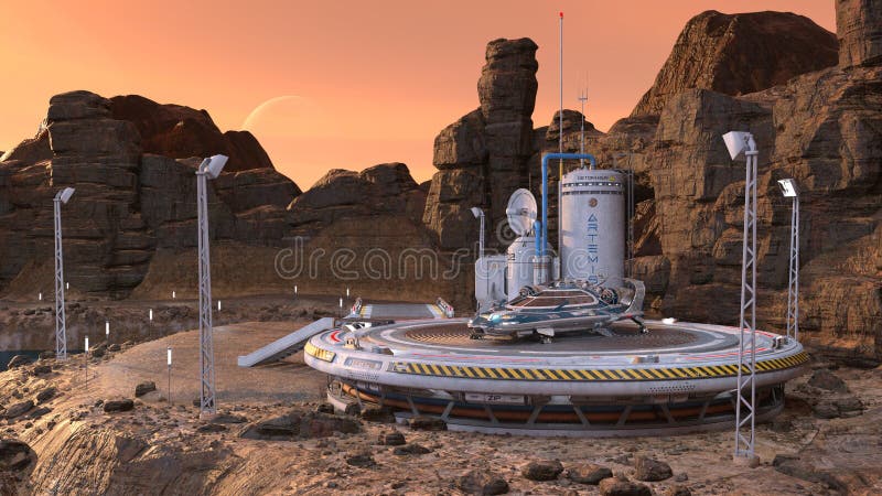 3D Rendering of the Planetary Exploration Base Stock Illustration ...