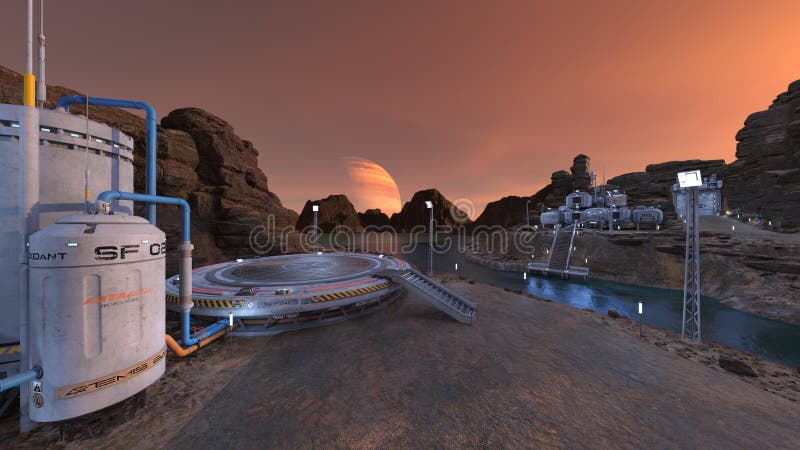 3D Rendering of the Planetary Exploration Base Stock Illustration ...