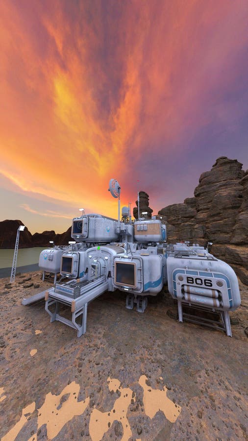 3D Rendering of the Planetary Exploration Base Stock Illustration ...