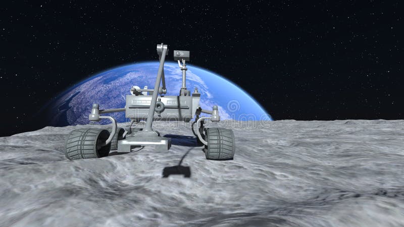 3D Rendering of the Planetary Rover and the Earth Stock Illustration ...