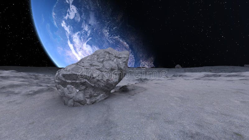 3D Rendering of the Planetary Surface and the Earth Stock Illustration ...