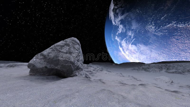 3D Rendering of the Planetary Surface and the Earth Stock Illustration ...