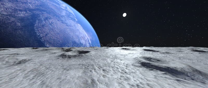3D Rendering of the Planetary Surface and the Earth Stock Illustration ...