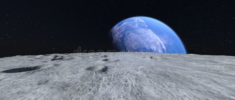 3D Rendering of the Planetary Surface and the Earth Stock Illustration ...