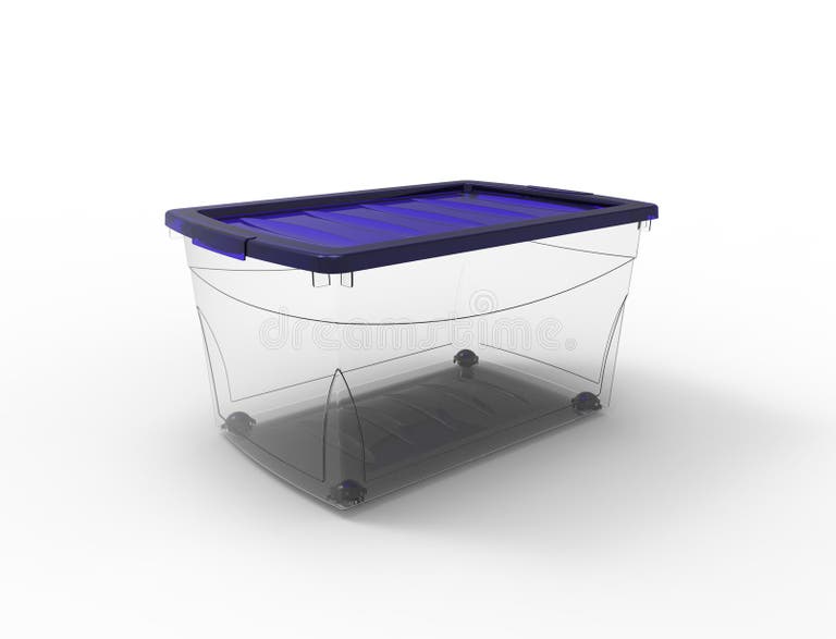 3d Rendering of a Plastic See through Storage Box Isolated in White ...
