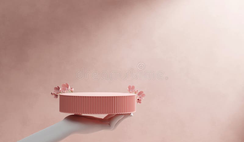3D Rendering Platform Podium with Flower Product Presentation ...