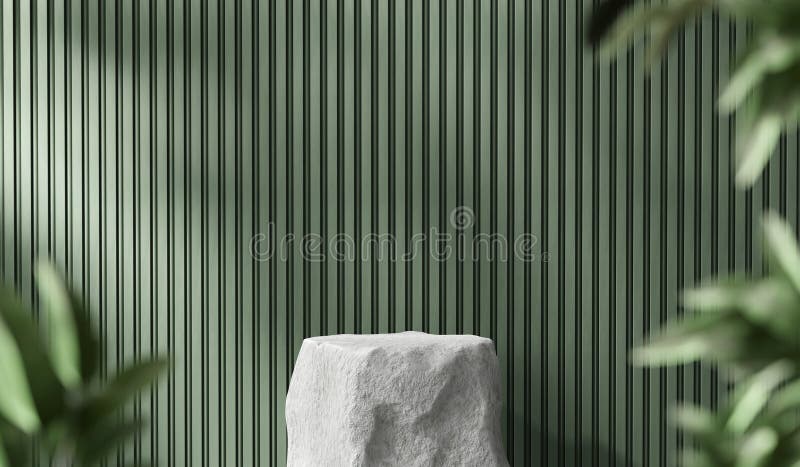 3D Rendering Platform Podium with Plant Product Presentation Background ...