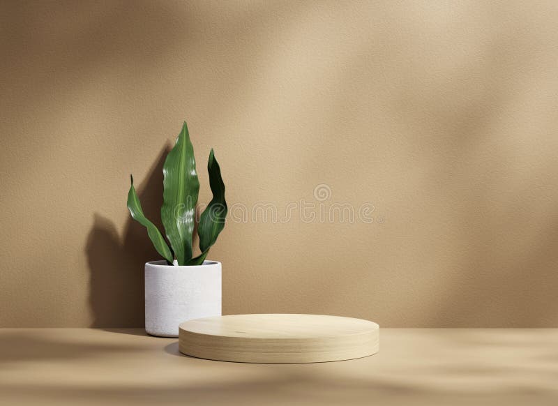 3D Rendering Platform Podium with Plant Product Presentation Background ...