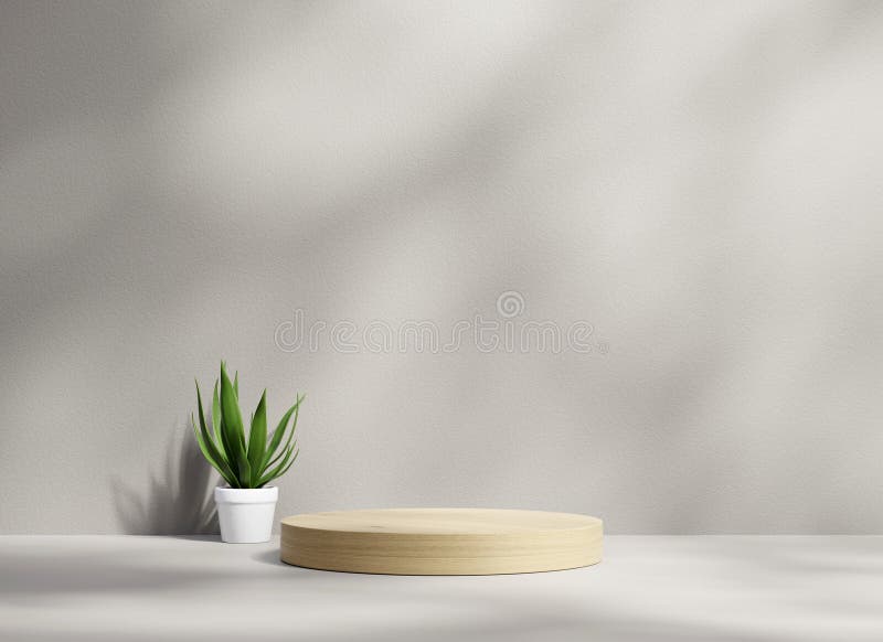 3D Rendering Platform Podium with Plant Product Presentation Background ...