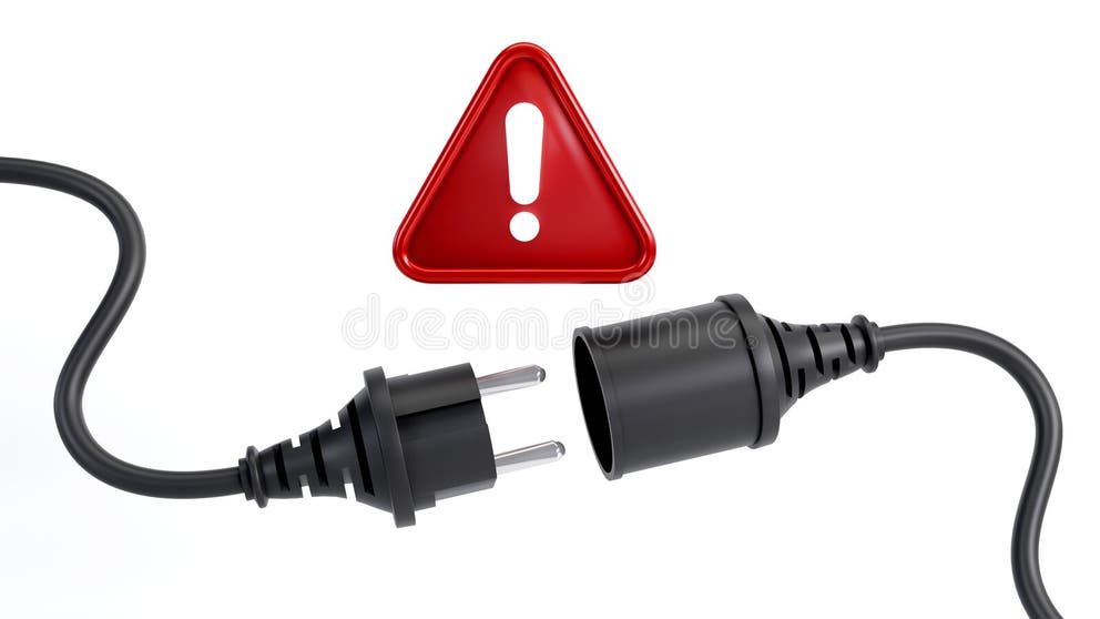 3D Rendering of Plug Error, Disconnected Electrical Plug and Socket on ...