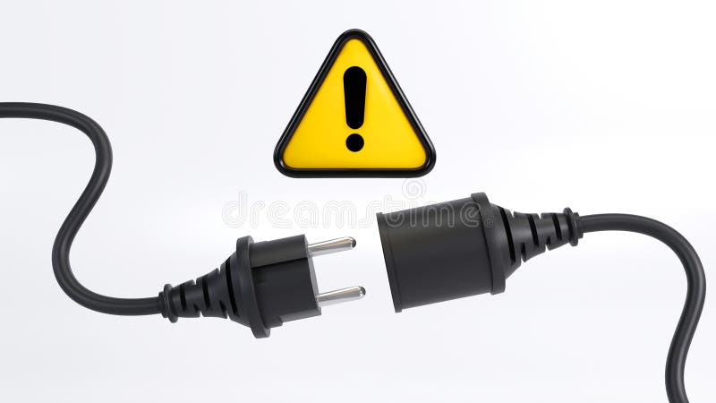 3D Rendering of Plug Error, Disconnected Electrical Plug and Socket on ...