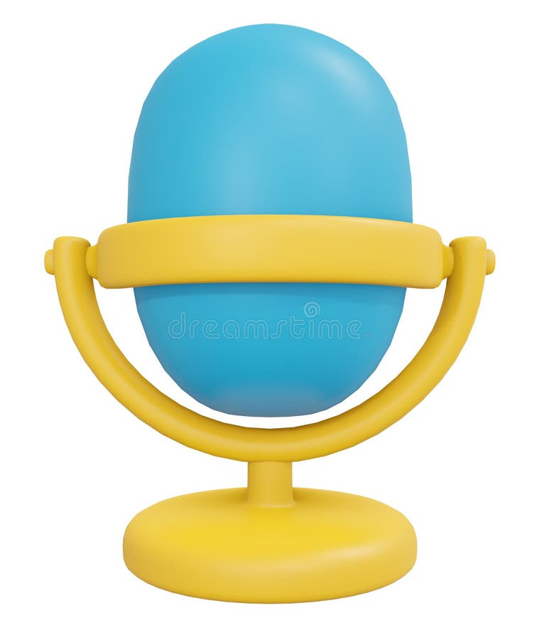 3D Rendering Podcast Microphone Broadcast Cartoon Style Stock ...