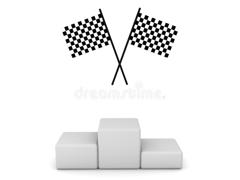 3D Rendering of Podium with Checkered Flags Above Stock Illustration ...