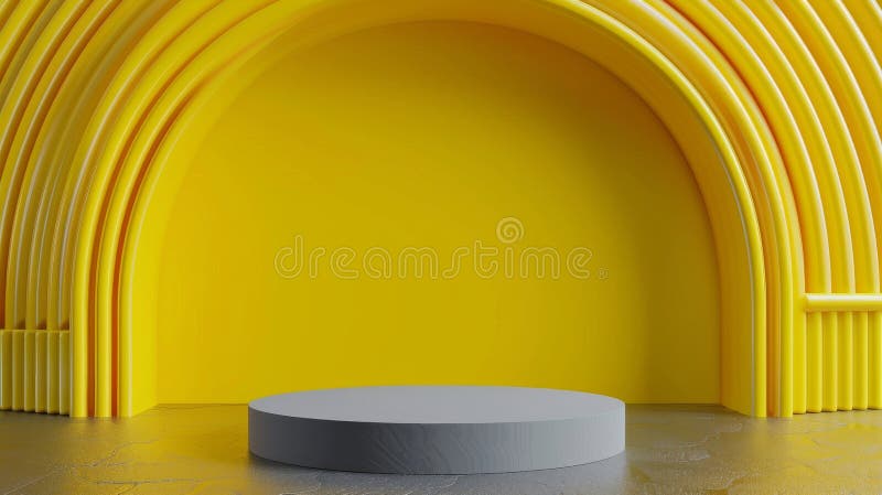 Circular Platform in Front of Yellow Wall Stock Illustration ...