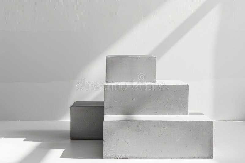 3d Rendering of a Podium Made of Concrete Blocks Against a White ...
