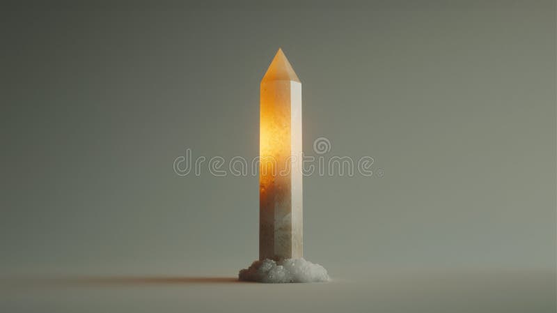 A 3D Rendering of a Pointed, Light-colored Object with a Glowing Orange ...