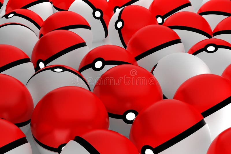 3D Rendering Poke Balls, Pokemon Game, Illustration Editorial Image ...