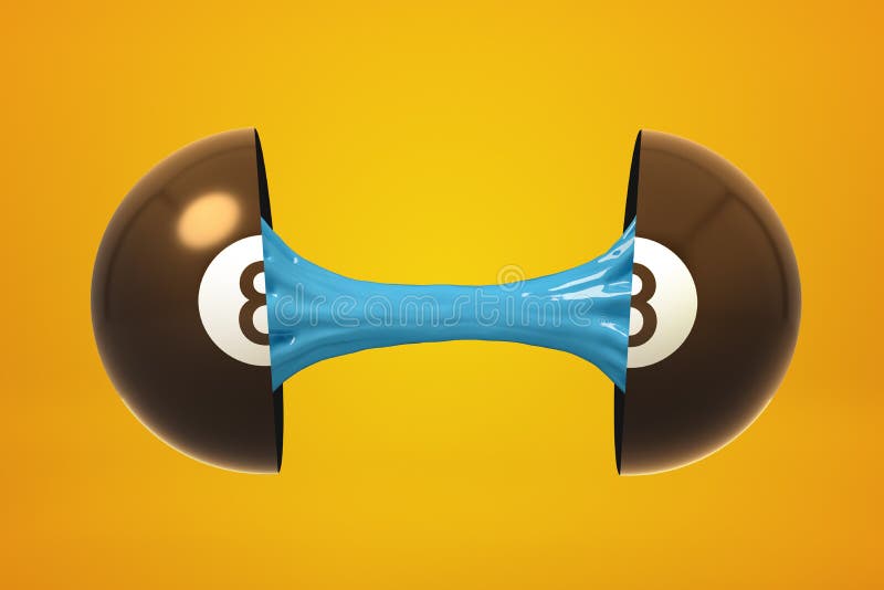 3d Rendering of Pool and Billiardl Ball Broken in Two Parts with Blue ...