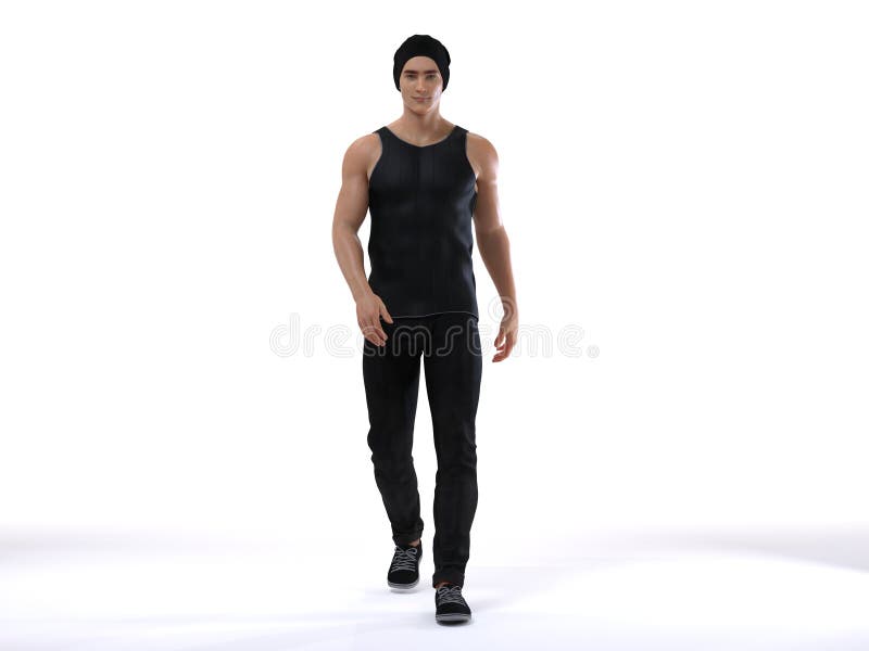 3D Rendering : Portrait of Standing Male Mesomorph Muscular Body Type ...