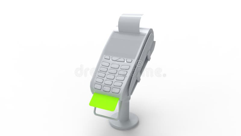 3d Rendering of a Pos Device Isolated in Colored Studio Background ...