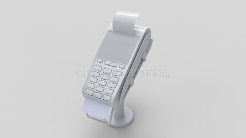 3d Rendering of a Pos Device Isolated in Colored Studio Background ...