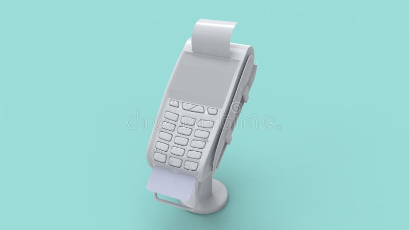 3d Rendering of a Pos Device Isolated in Colored Studio Background ...