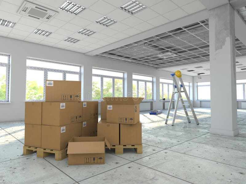 3D Rendering Premises Under Repair Stock Illustration - Illustration of ...