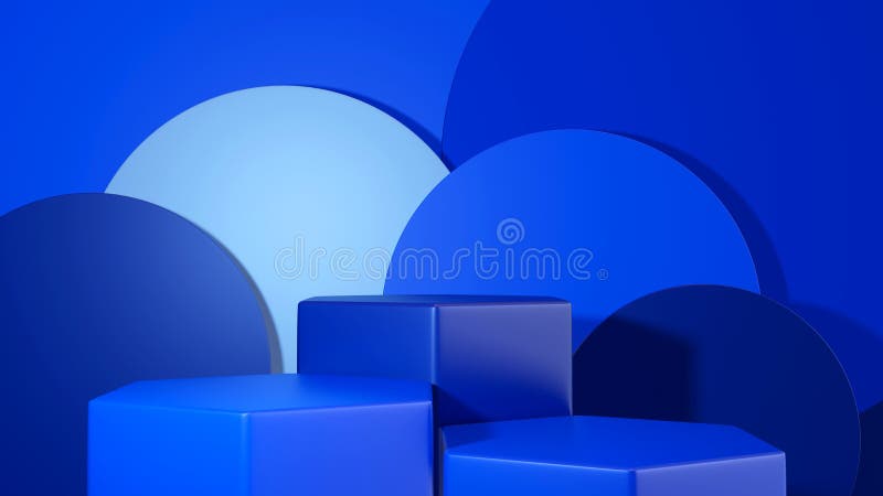 3D Rendering of Premium Tone Blue Podium Mock on Blue Tone Sphere ...