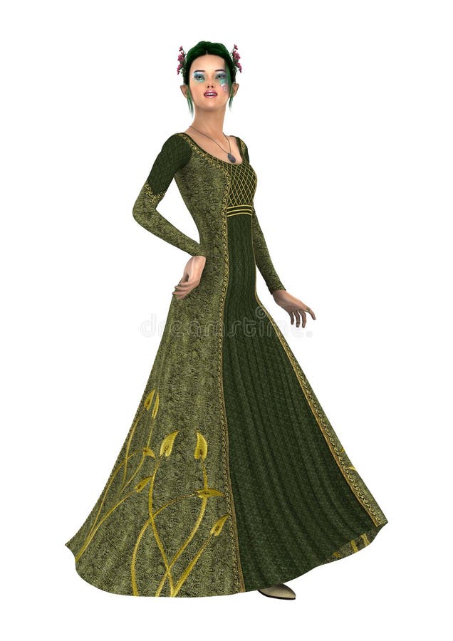 3D Rendering Princess of Spring on White Stock Illustration ...