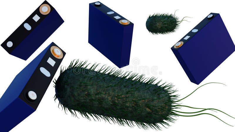 3d Rendering of Prismatic Battery and Bacteria As Symbol of Biobattery ...