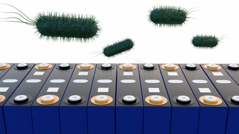 3d Rendering of Prismatic Battery and Bacteria As Symbol of Biobattery ...