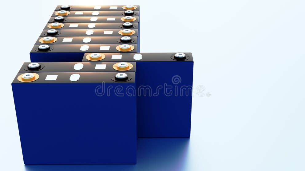3d Rendering of Array of Prismatic Battery Stock Illustration ...