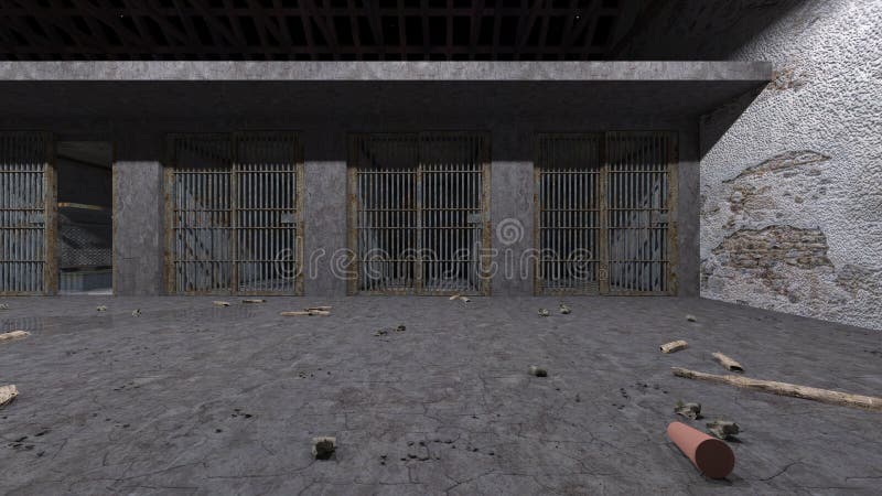 3D rendering of the prison stock illustration. Illustration of jail ...