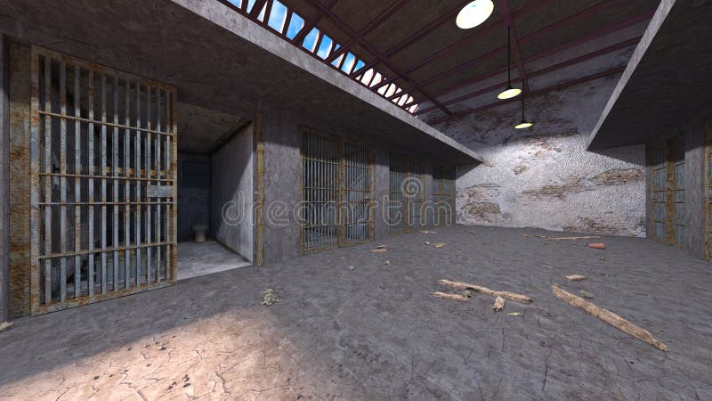 3D rendering of the prison stock illustration. Illustration of building ...