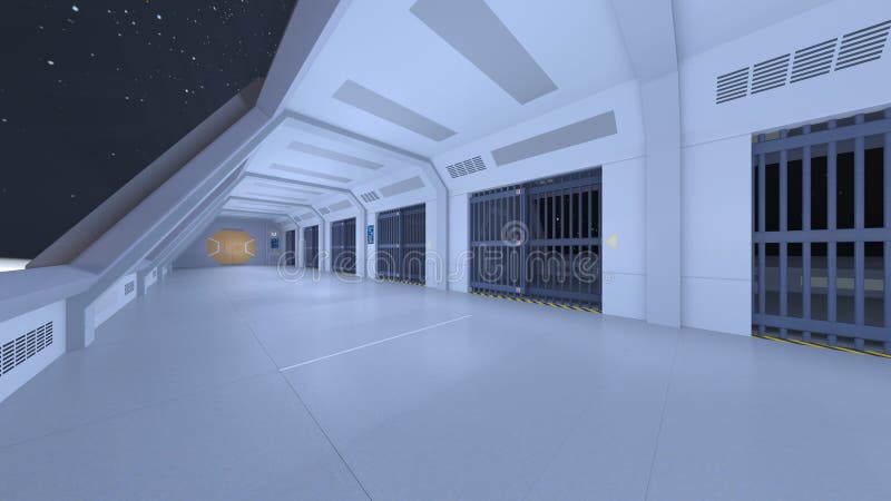 3D Rendering of the Prison in a Spaceship Stock Illustration ...
