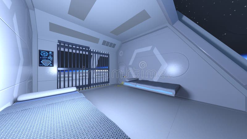 3D Rendering of the Prison in a Spaceship Stock Illustration ...