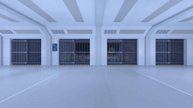 3D Rendering of the Prison in a Spaceship Stock Illustration ...