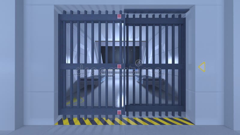 3D Rendering of the Prison in a Spaceship Stock Illustration ...