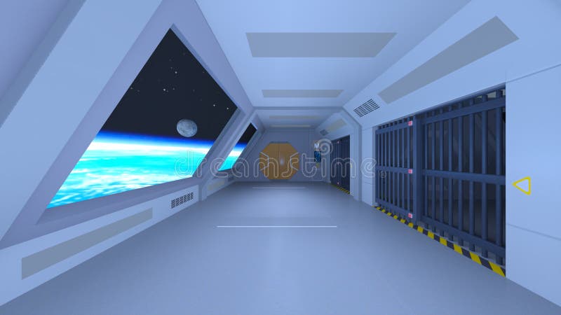 3D Rendering of the Prison in a Spaceship Stock Illustration ...