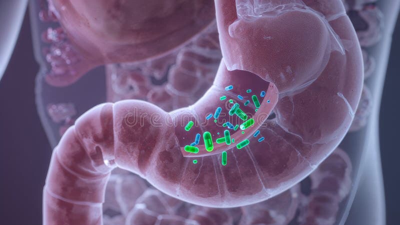 3D Rendering of a Probiotic Capsule Dissolving in the Stomach, Healthy ...