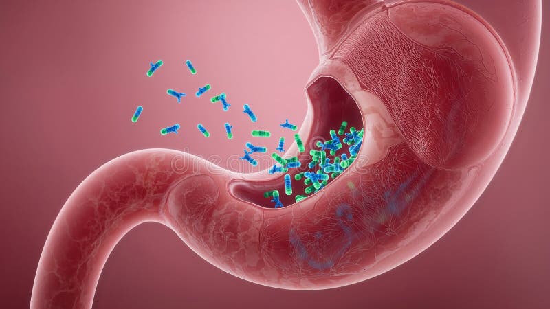 3D Rendering of a Probiotic Capsule Dissolving in the Stomach Healthy ...